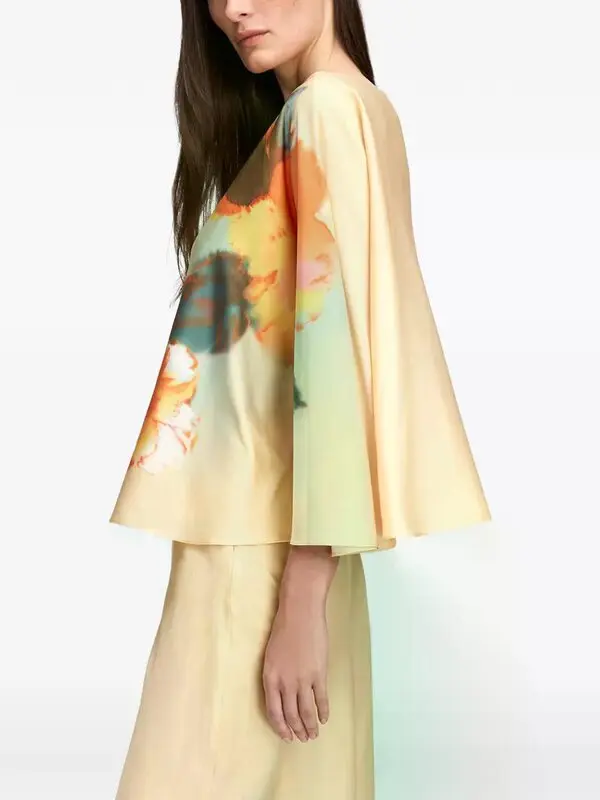 Cinq À Sept Watercolor Floral Print Asymmetrical One-shoulder Top