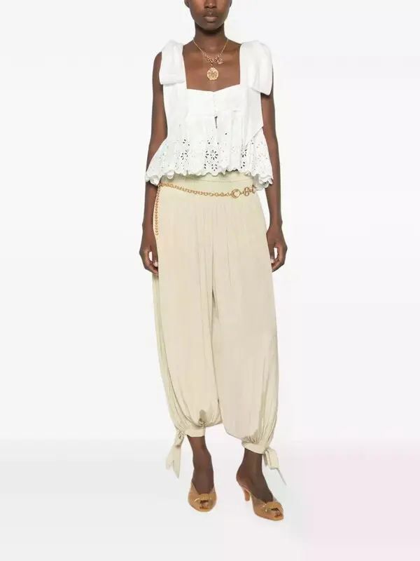 Chloé Tie-cuff Satin Trousers - Green