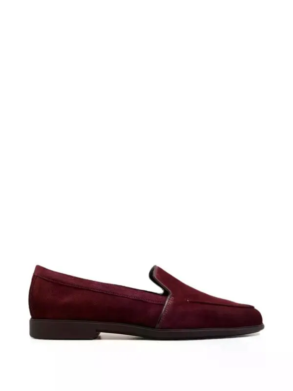 Santoni Burgundy Suede Slip-on Loafers