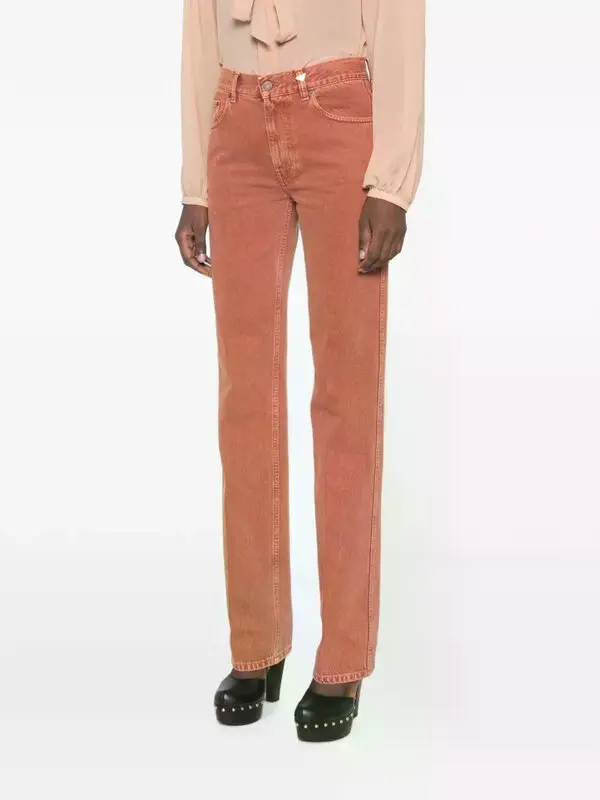 Chloé Straight Leg Jeans In Crimson Brown Denim