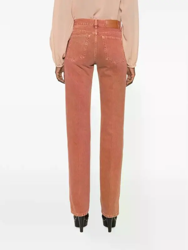 Chloé Straight Leg Jeans In Crimson Brown Denim