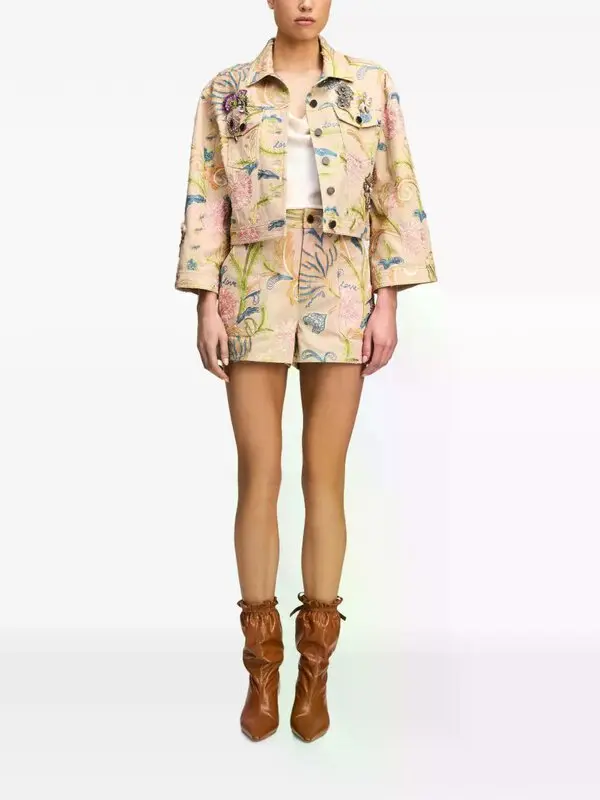 Cinq À Sept Addie Embroidered Mini Shorts - Neutrals