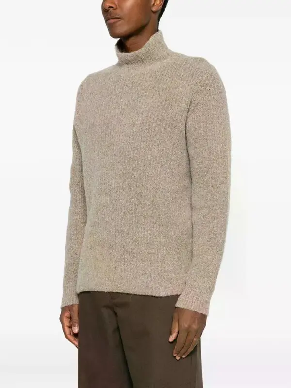 ROBERTO COLLINA Ribbed Knit High-neck Sweater - Neutrals