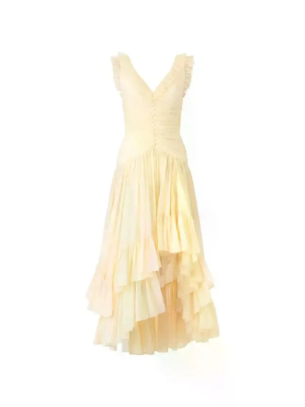 Cinq À Sept Rosalba Ruffled Asymmetric Dress - Neutrals