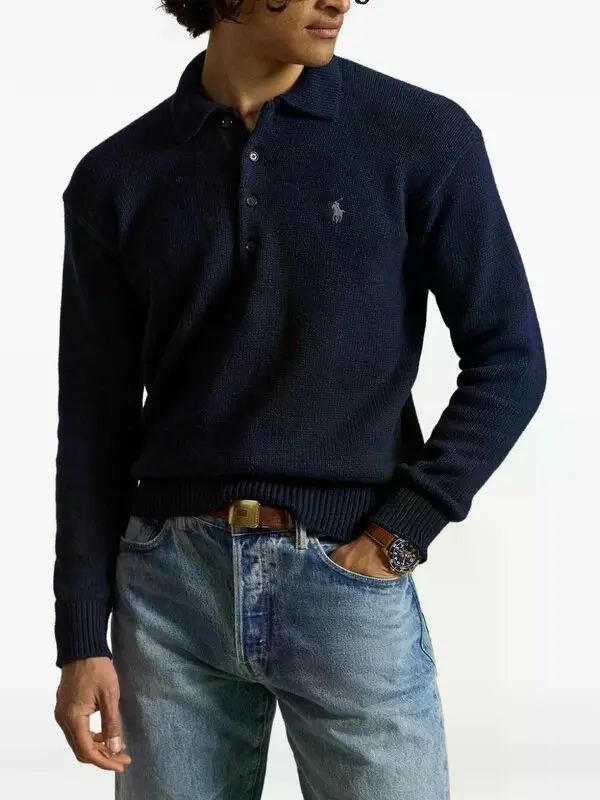 Polo Ralph Lauren Logo-embroidered Button-placket Sweater