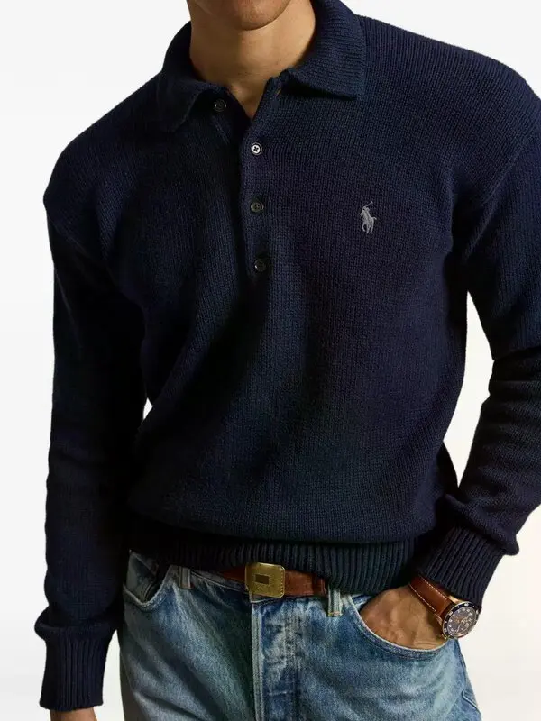 Polo Ralph Lauren Logo-embroidered Button-placket Sweater