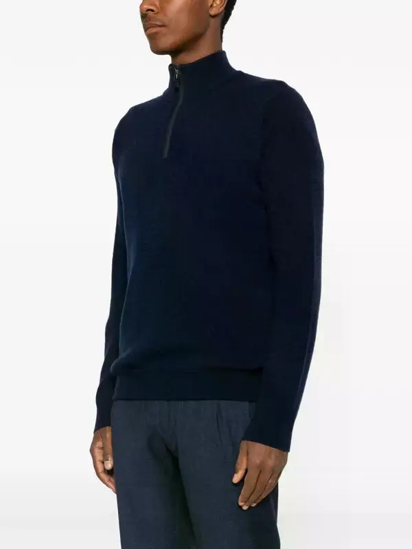 Canali Half-zip Waffle-knit Sweater