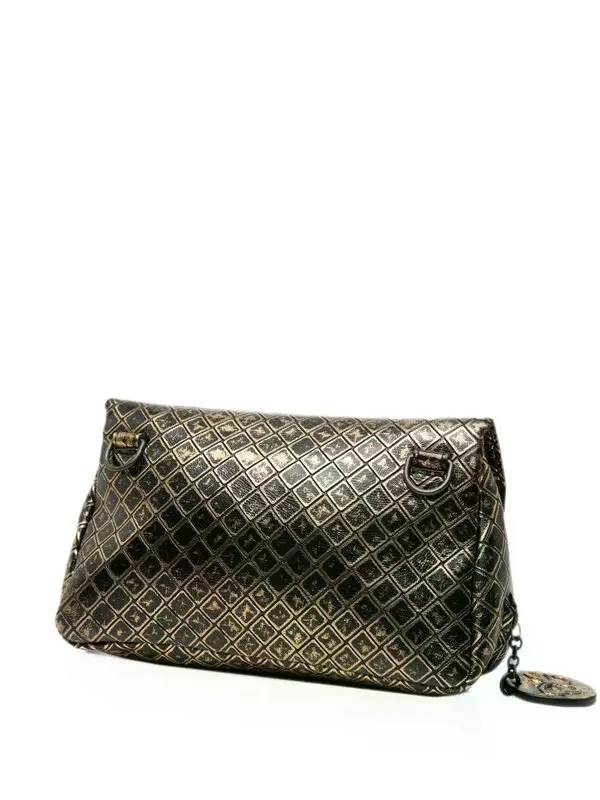 Bottega Veneta 2012-2026 Metallic Calfskin Intrecciomirage Chain Flap Crossbody Bag - Gold