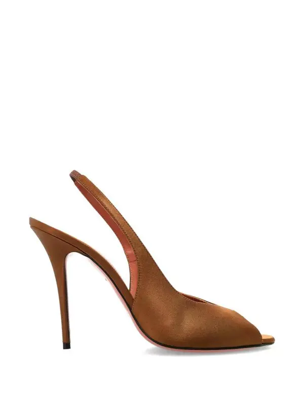 Amina Muaddi Kristina Peep-toe Slingback Pumps - Brown