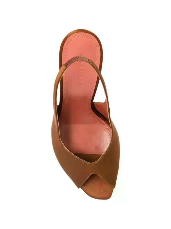 Amina Muaddi Kristina Peep-toe Slingback Pumps