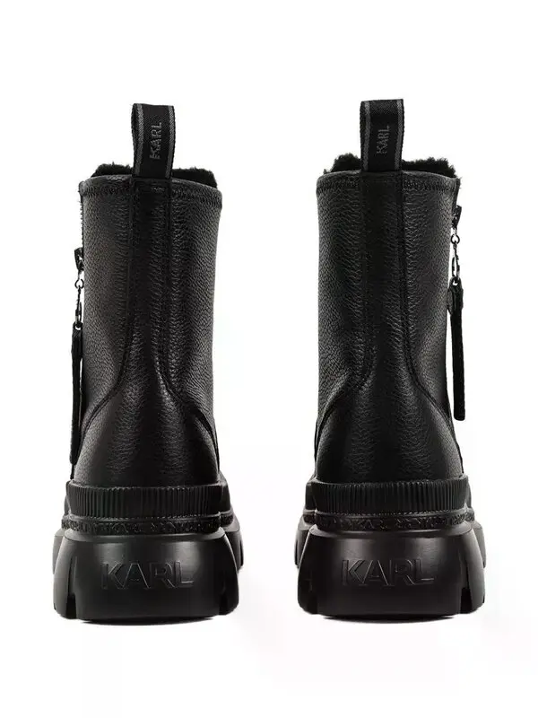 Karl Lagerfeld Logo-embossed Leather Ankle Boots