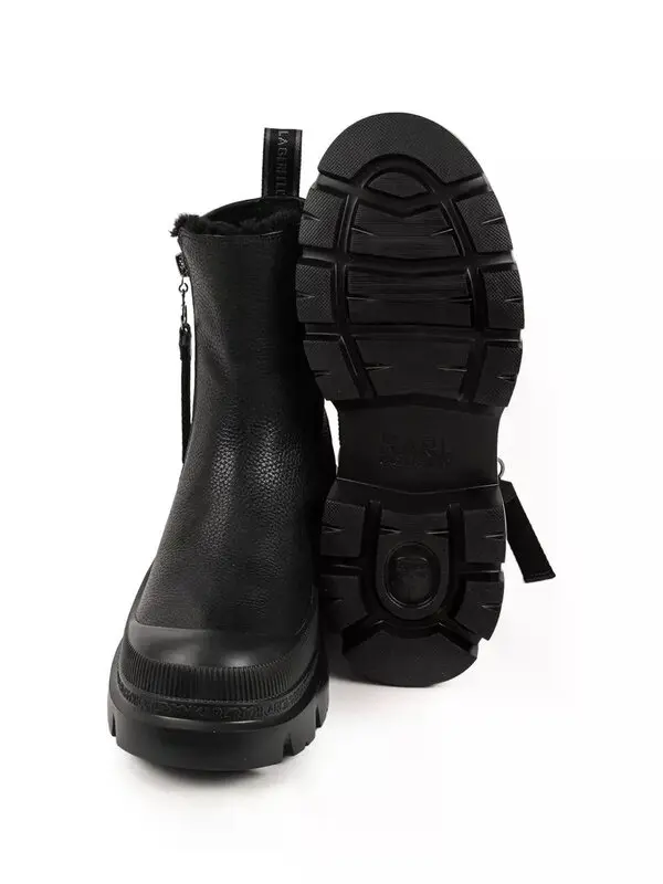 Karl Lagerfeld Logo-embossed Leather Ankle Boots