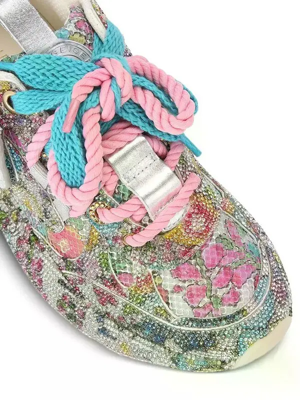 Kurt Geiger Floral Sequin Embellished Lace-up Sneakers