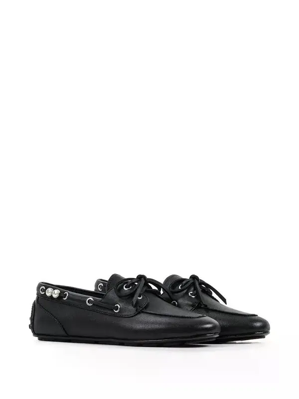 Karl Lagerfeld Pearl Embellished Lace-up Loafers - Black