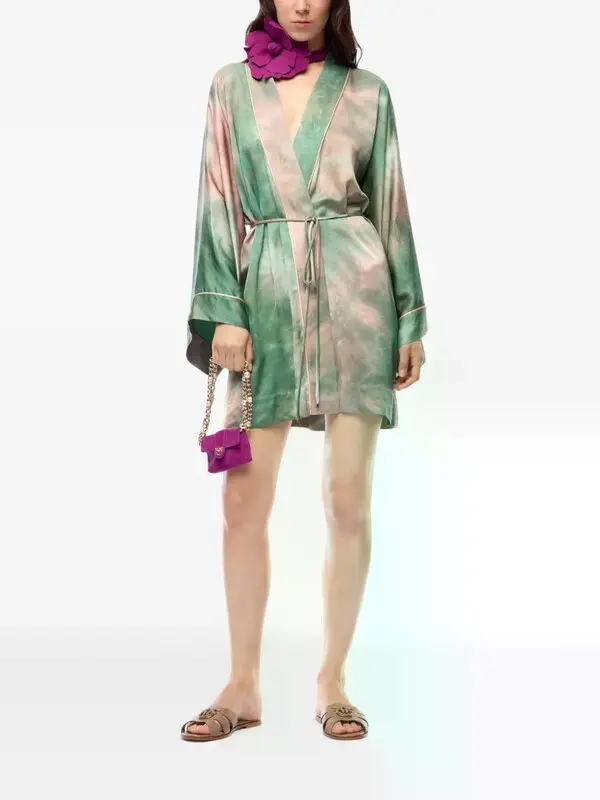 Pinko Gradient Satin Kimono With Belt