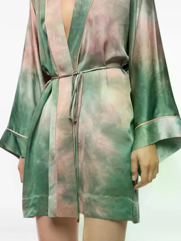 Pinko Gradient Satin Kimono With Belt