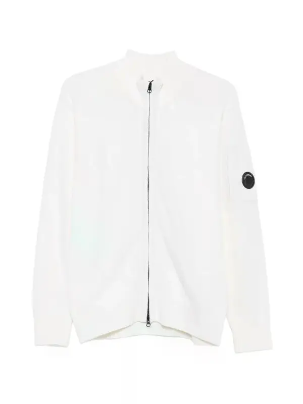 C.P. COMPANY Lens Detail Zip-up Sweater - White