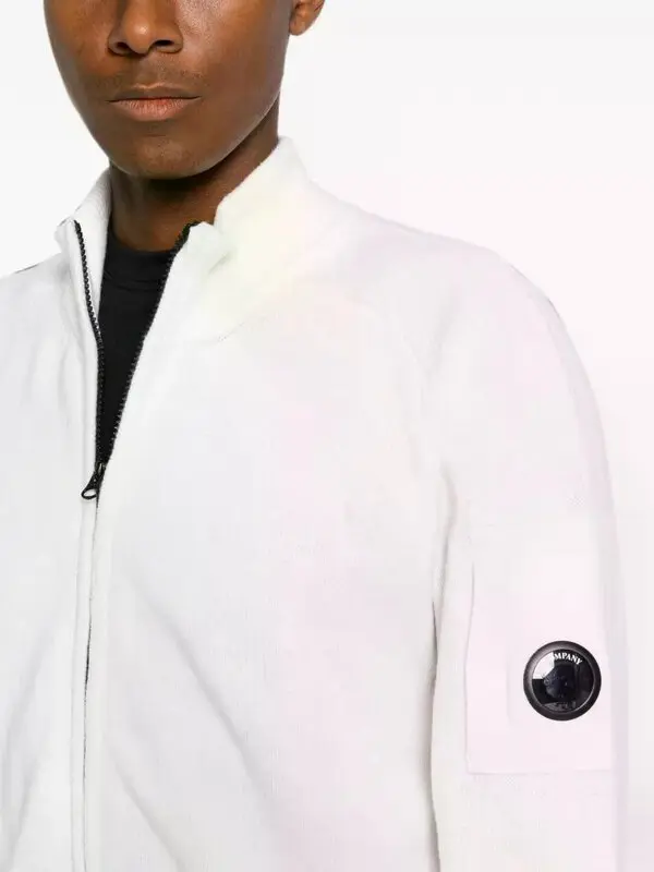 C.P. COMPANY Lens Detail Zip-up Sweater - White