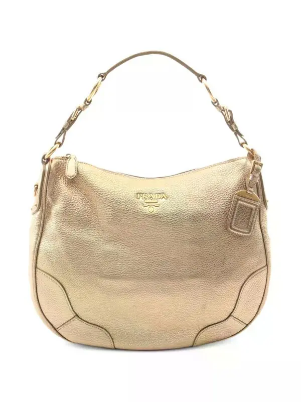 Prada 2000s Vit.daino Shoulder Bag - Gold