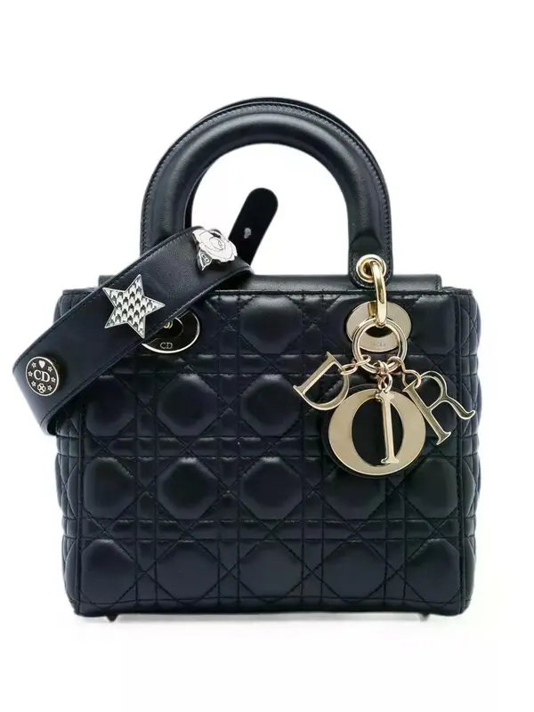 Dior 2018 Small Lambskin Cannage Myabcdior Lady Satchel - Black