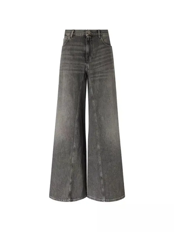 Pinko Flared Jeans With Super Wide Leg In Black Denim