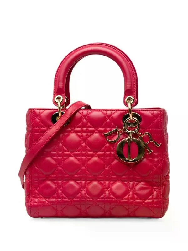 Dior 2014 Medium Lambskin Cannage Lady Satchel