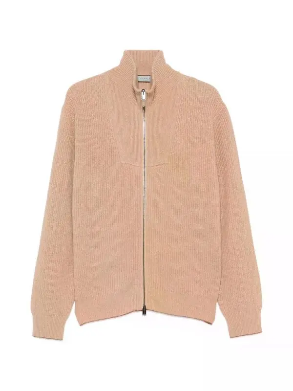 Canali Zip-up Ribbed Sweater - Neutrals