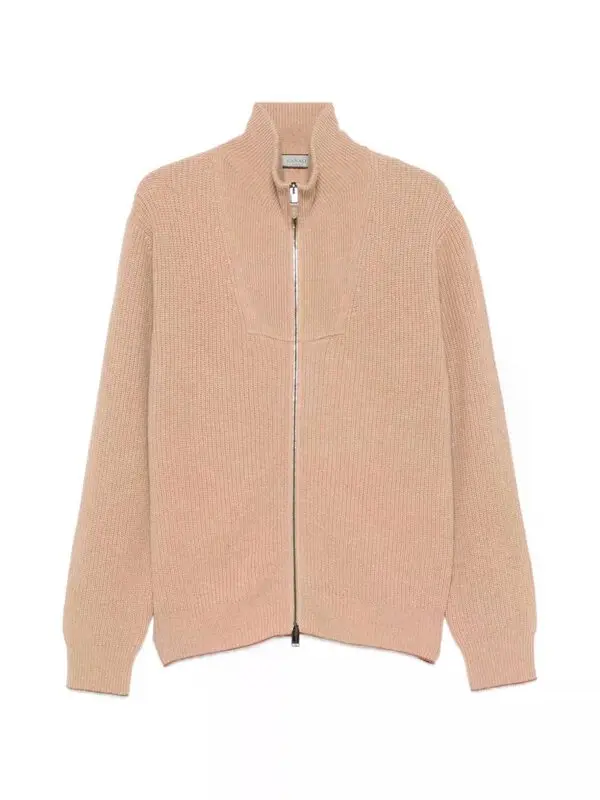 Canali Zip-up Ribbed Knit Sweater