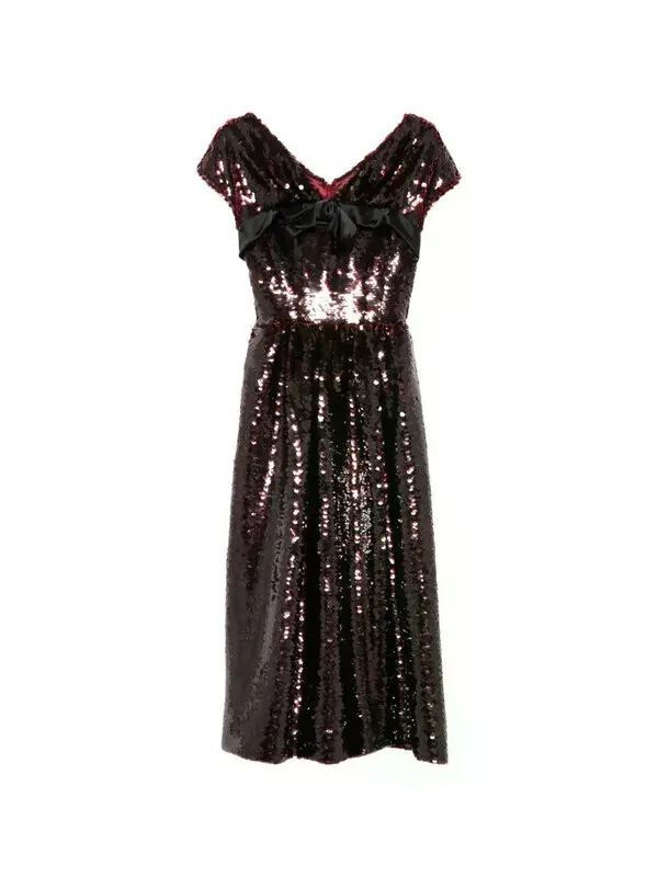 Simone Rocha Sequin-embellished Bow-detail Midi Dress