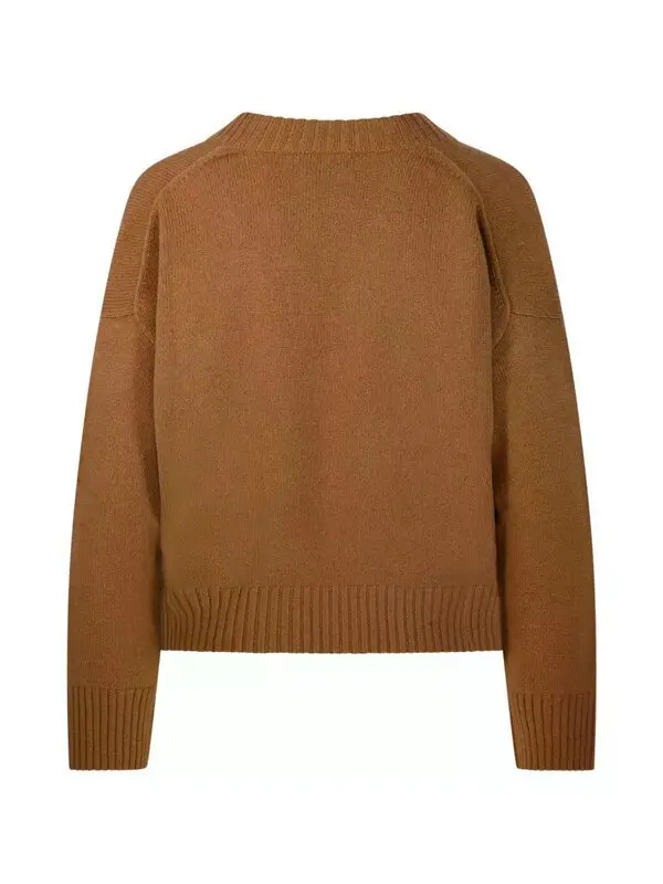 BEYOU V-neck Sweater With Drop Shoulder And Ribbed Details