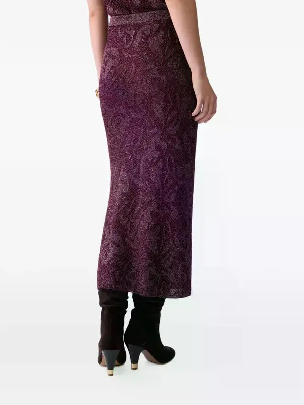 Liu Jo Floral Jacquard Metallic Thread Midi Skirt