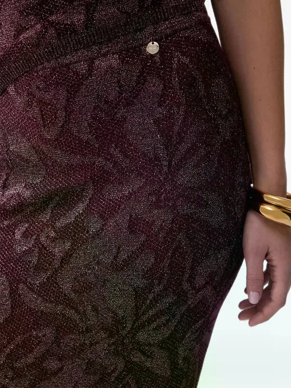 Liu Jo Floral Jacquard Metallic Thread Midi Skirt