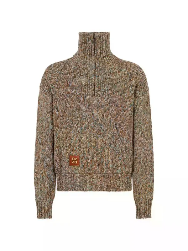 Dsquared2 Mouliné High Neck Half-zip Sweater