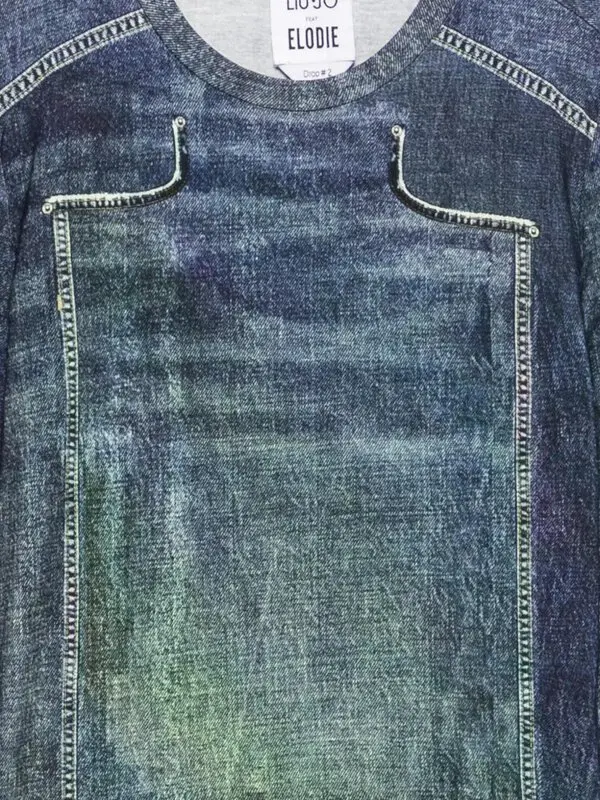 Liu Jo Denim-print Long-sleeve T-shirt