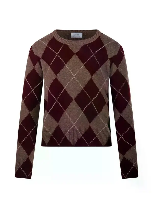BEYOU Argyle Crew-neck Sweater