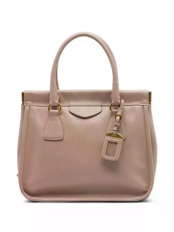 Prada Saffiano Leather Top Handle Tote Bag - Brown