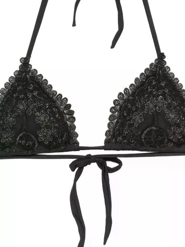 PIN-UP STARS Halterneck Bikini With Lace Trim And Floral Embroidery