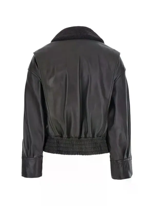 IVY OAK Laila Textured-collar Leather Jacket