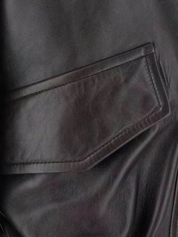 IVY OAK Laila Textured-collar Leather Jacket