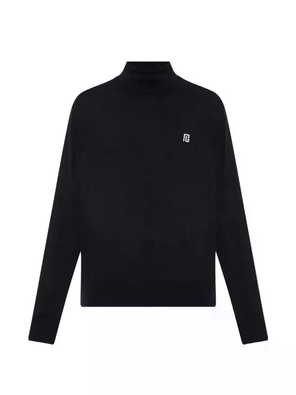 Balmain Logo-embroidered Turtleneck Sweater - Blue