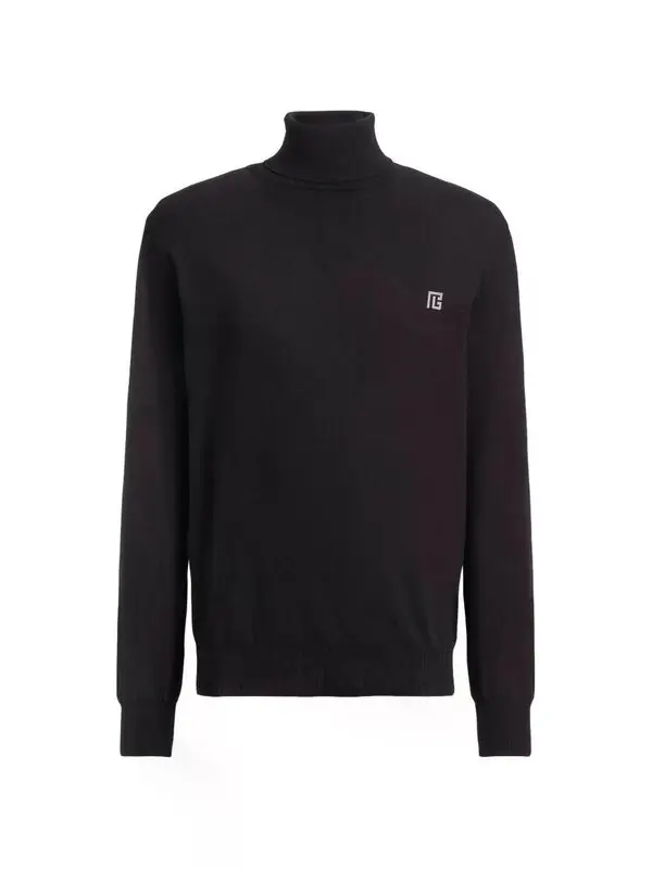 Balmain Logo-embroidered Turtleneck Sweater - Blue