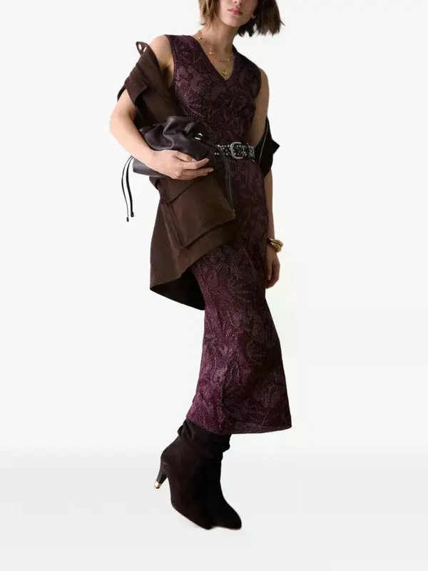 Liu Jo Floral Jacquard Metallic Sleeveless Top - Purple