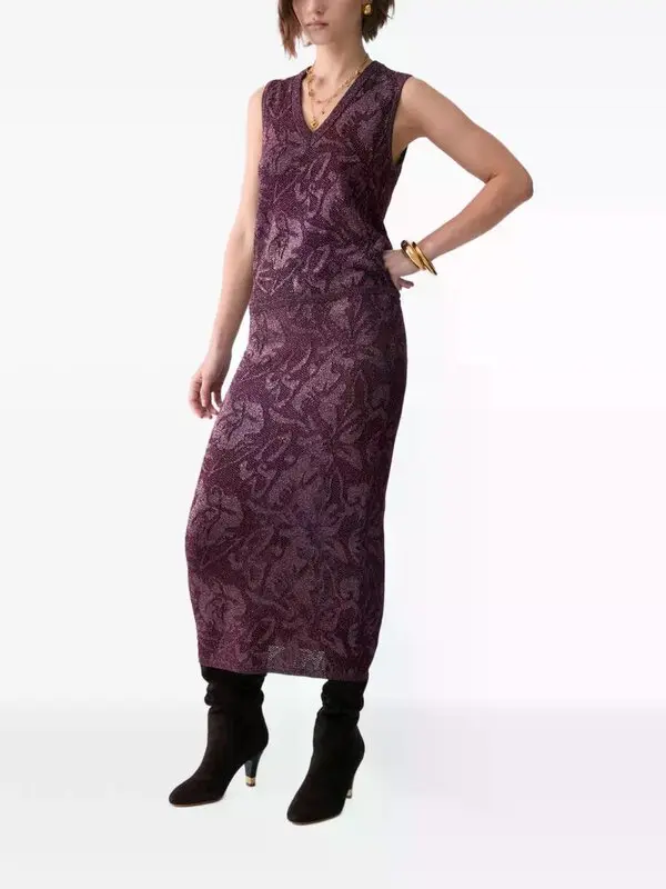 Liu Jo Floral Jacquard Metallic Sleeveless Top - Purple