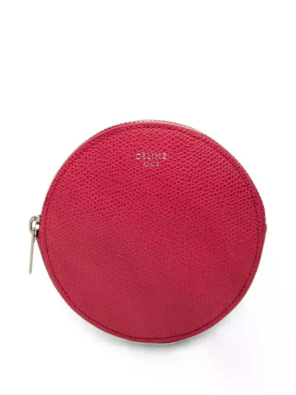 Celine 2014 Grained Calfskin Round Zip Coin Pouch - Pink