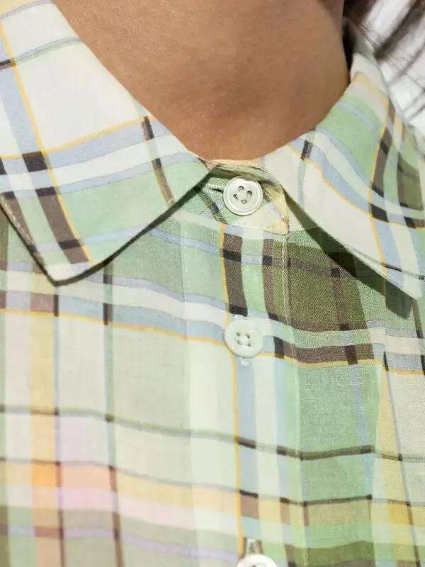FRAME Checked Short-sleeve Cropped Shirt