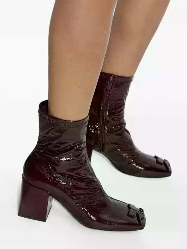 COURREGES Re-edition Logo-plaque Leather Ankle Boots