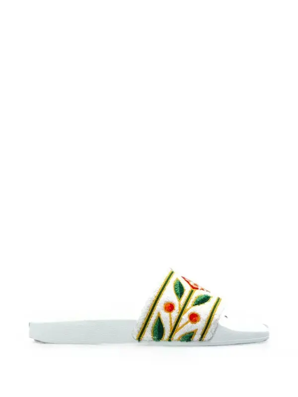 Casablanca Embroidered Logo-patch Terry Cloth Slides - White