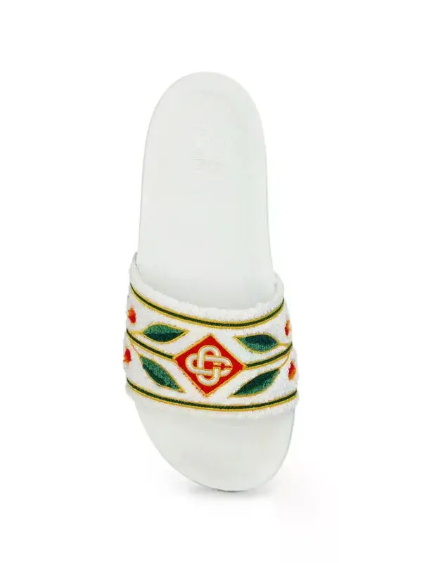 Casablanca Embroidered Logo-patch Terry Cloth Slides - White