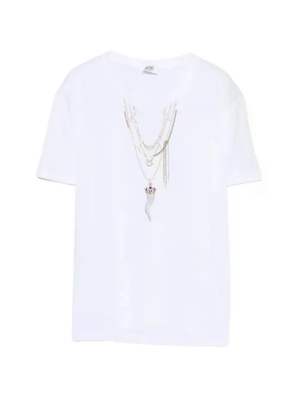 Liu Jo Graphic-print Rhinestone-embellished T-shirt - White