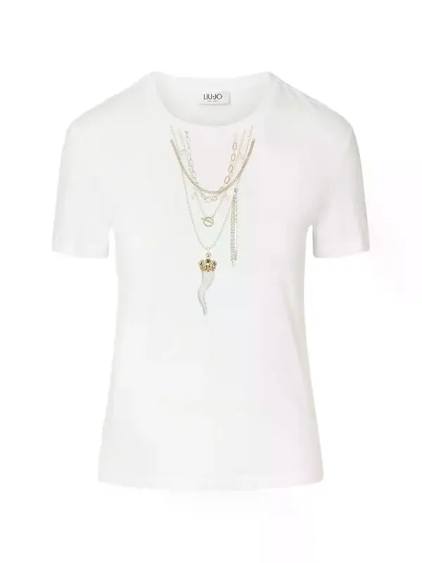 Liu Jo Graphic Print Rhinestone Embellished T-shirt - White